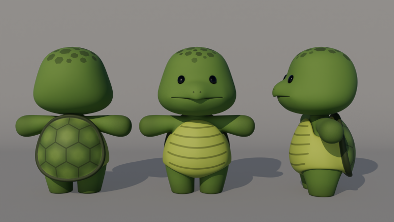 Rigged Cartoon Turtles 3D Model in Cartoon 3DExport