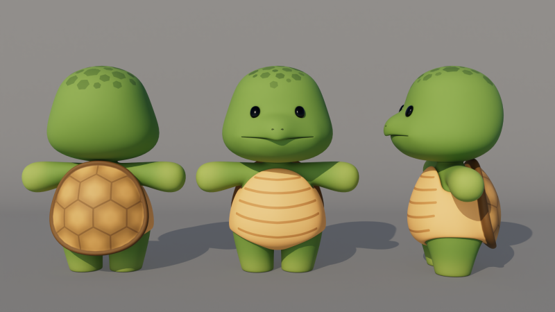 Rigged Cartoon Turtles 3D Model in Cartoon 3DExport