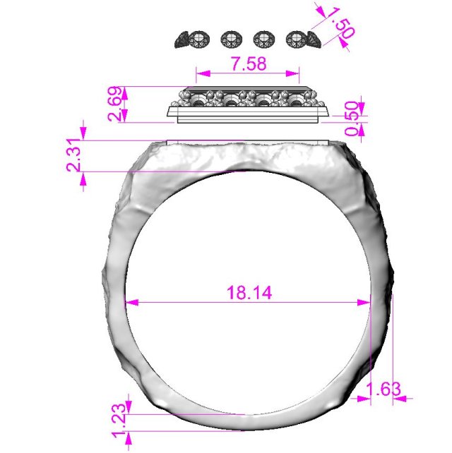 Printable signet ring everest with enamel STL Modelo de impresión 3D in ...