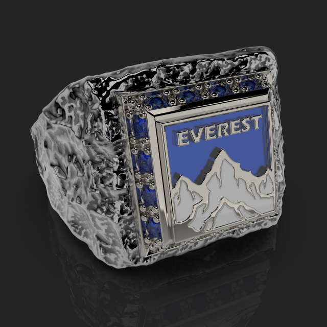 Printable signet ring everest with enamel STL Modelo de impresión 3D in ...
