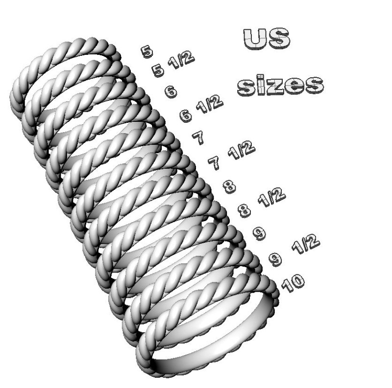 Printable jewelry spiral wedding ring STL 5-10 US sizes 3D Print Model ...