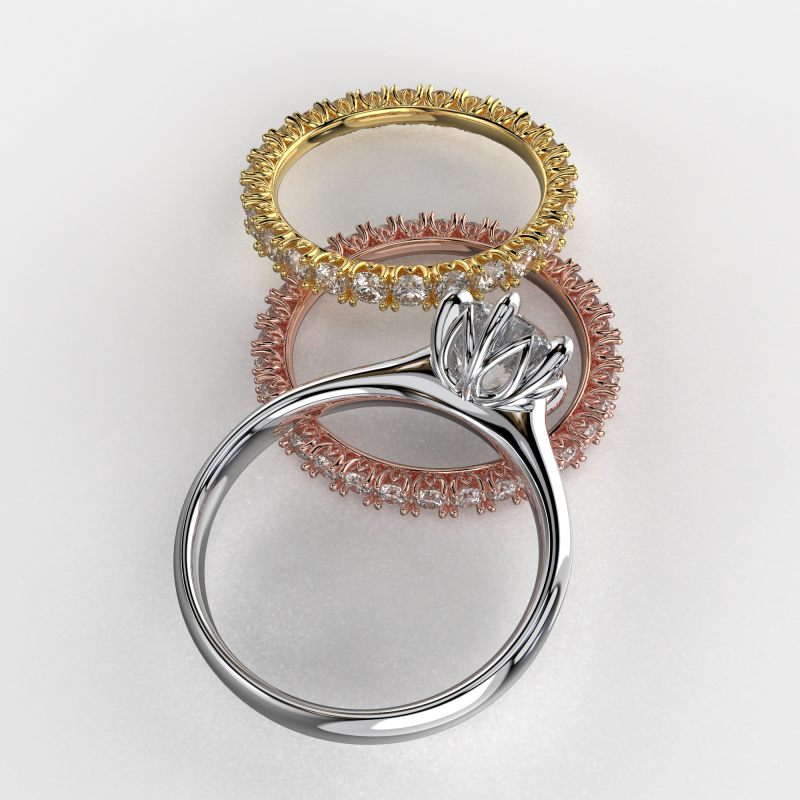 Engagement SOL and two wedding rings - printable STL 3D Print Model in ...