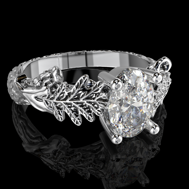 Five Engagement rings- oak leaf branch- printable STL 3D Print Model in ...