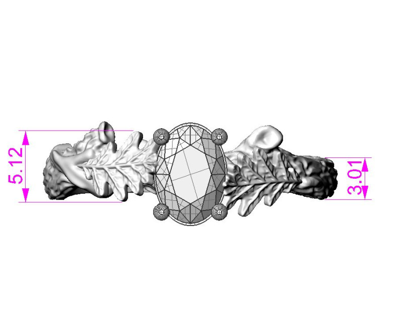 Five Engagement rings- oak leaf branch- printable STL 3D Print Model in ...