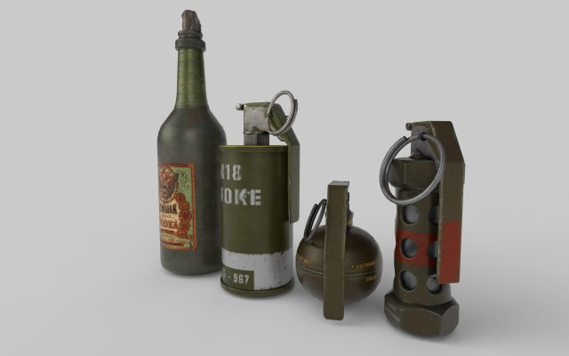 Hand Grenades - PBR - poly 3D Model in Grenade Launchers 3DExport