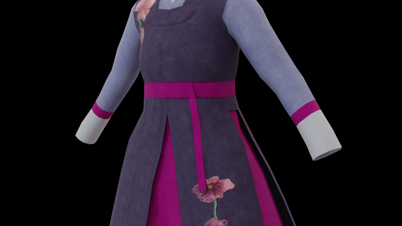 Traditional Korean Hanbok with Character Low-poly Model 3D in Pakaian ...