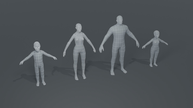 Human Body Base Mesh 10 Models Pack 1000 Polygons 3D Model in Other 3DExport