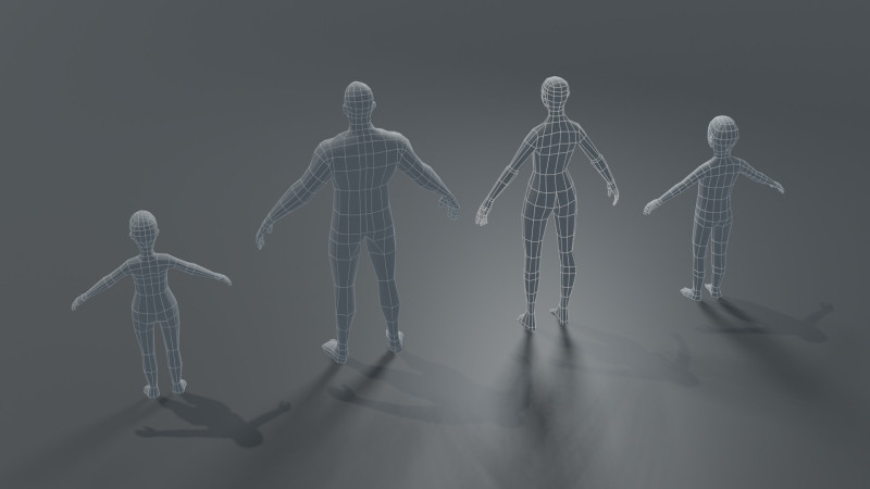 Human Body Base Mesh 10 Models Pack 1000 Polygons 3D Model in Other 3DExport