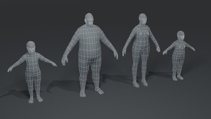 Human Body Base Mesh 10 Models Pack 1000 Polygons 3D Model in Other 3DExport