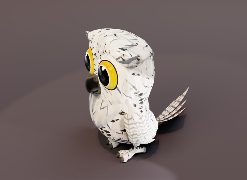 Cartoon Snowy Owl Animated 3D Model in Cartoon 3DExport
