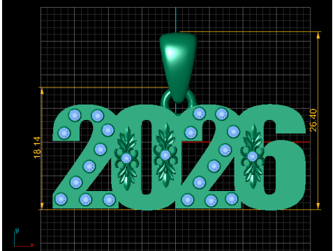 2026 Custom Year Pendant 3D Print Model in Pendants 623429 | 3DExport