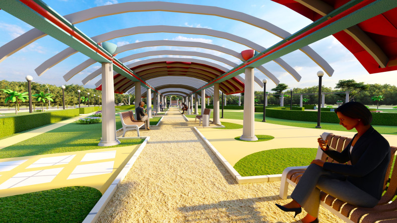 Modern Recreational Park - Detailed Outdoor Space with Greenery and ...