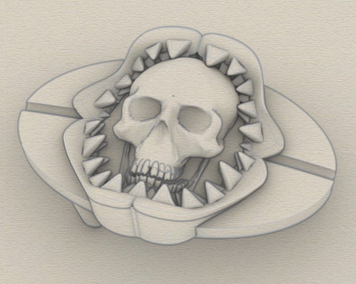 Shark tooth skull buckle belt 3D Print Model in Other 3DExport