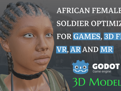 Realistic Military African Female Soldier For Godot 3D Model in Woman ...