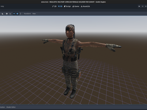 Realistic Military African Female Soldier For Godot 3D Model in Woman ...