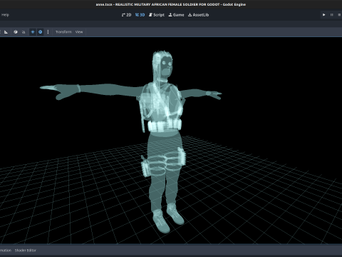Realistic Military African Female Soldier For Godot 3D Model in Woman ...