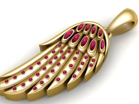 Modelltitel: Engelsflügel-Anhänger mit Pav-Steinfassung, 3D-druckbares ...