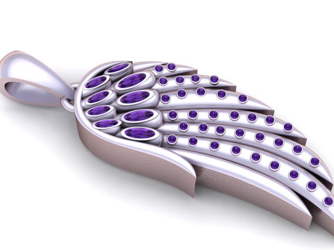 Modelltitel: Engelsflügel-Anhänger mit Pav-Steinfassung, 3D-druckbares ...
