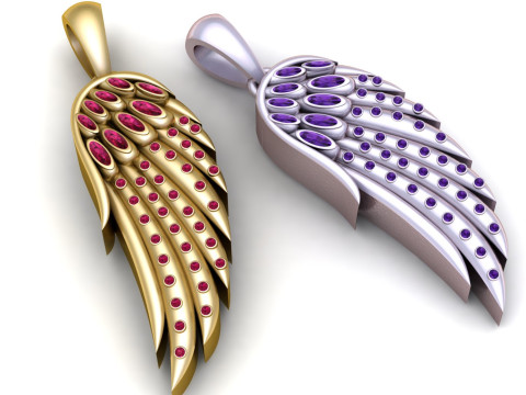 Modelltitel: Engelsflügel-Anhänger mit Pav-Steinfassung, 3D-druckbares ...