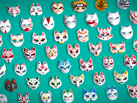 Pack de 66 masques Naruto - Anbu Uchiha Tobi Obito - Collection Lowpoly ...