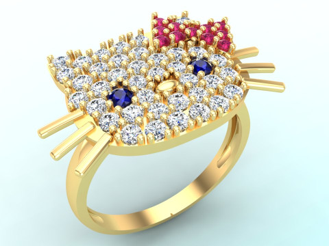 Hello Kitty Ring – Katzenring – Damenring – N150 3D Druckmodell in ...
