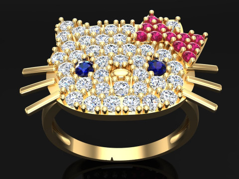 Hello Kitty Ring – Katzenring – Damenring – N150 3D Druckmodell in ...