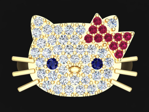 Hello Kitty Ring – Katzenring – Damenring – N150 3D Druckmodell in ...