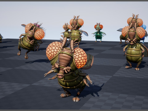 Flying Cartoon Fly Unreal Unity 19 animations en Maya Modèle 3D in ...