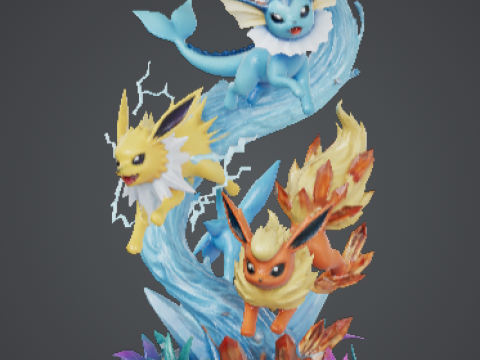 Pokemon Legendary Circle of Elemental Evolutions Feuerwasser Donner und ...